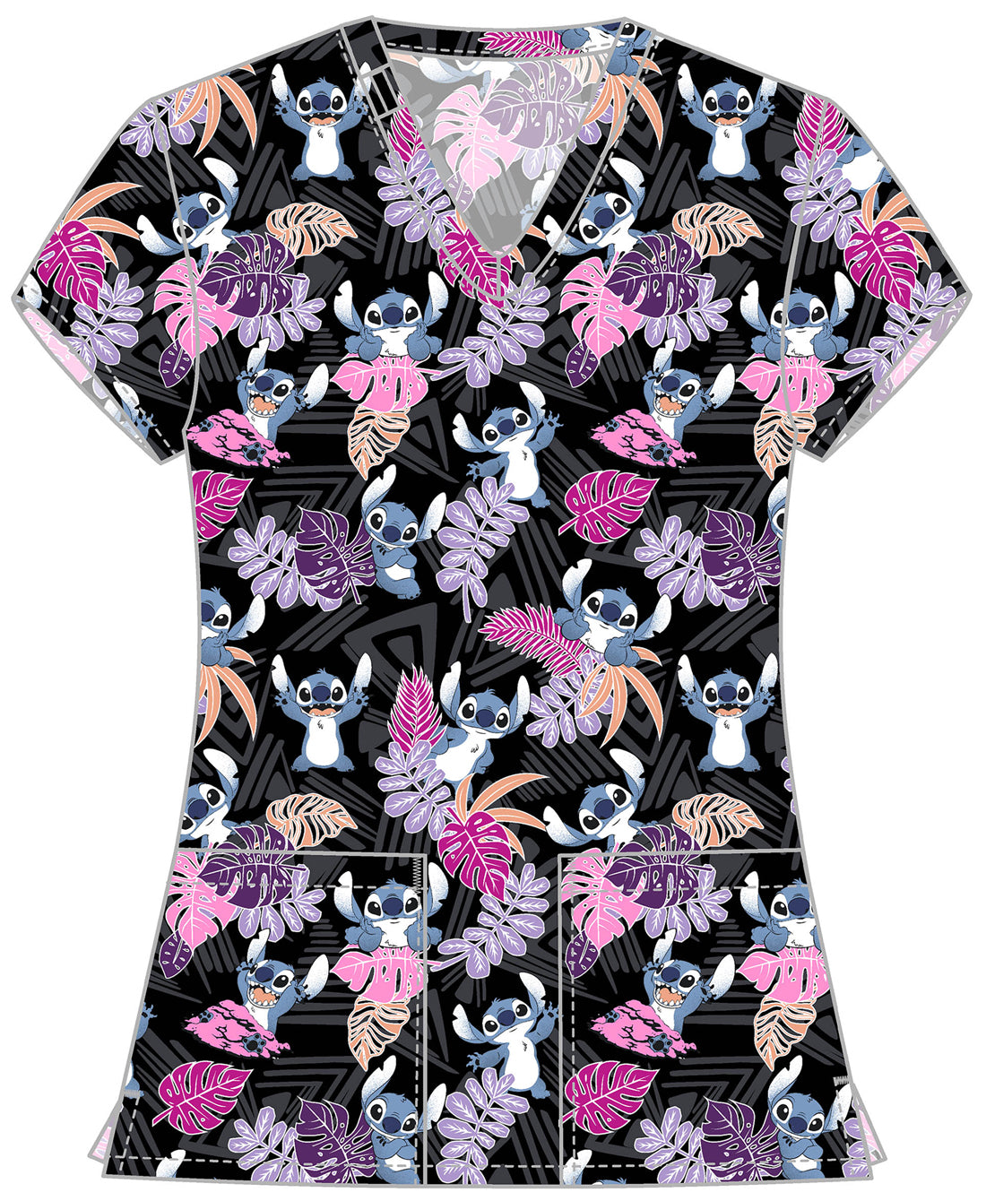 Lilo and Stitch Tooniforms Licensed Disney V Neck Scrub Top TF796 LHIB ...