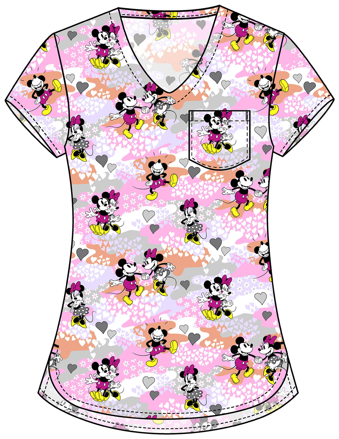 Mickey & Minnie Mouse Disney Scrub Top TF797 MKXI - Licensed V-Neck ...