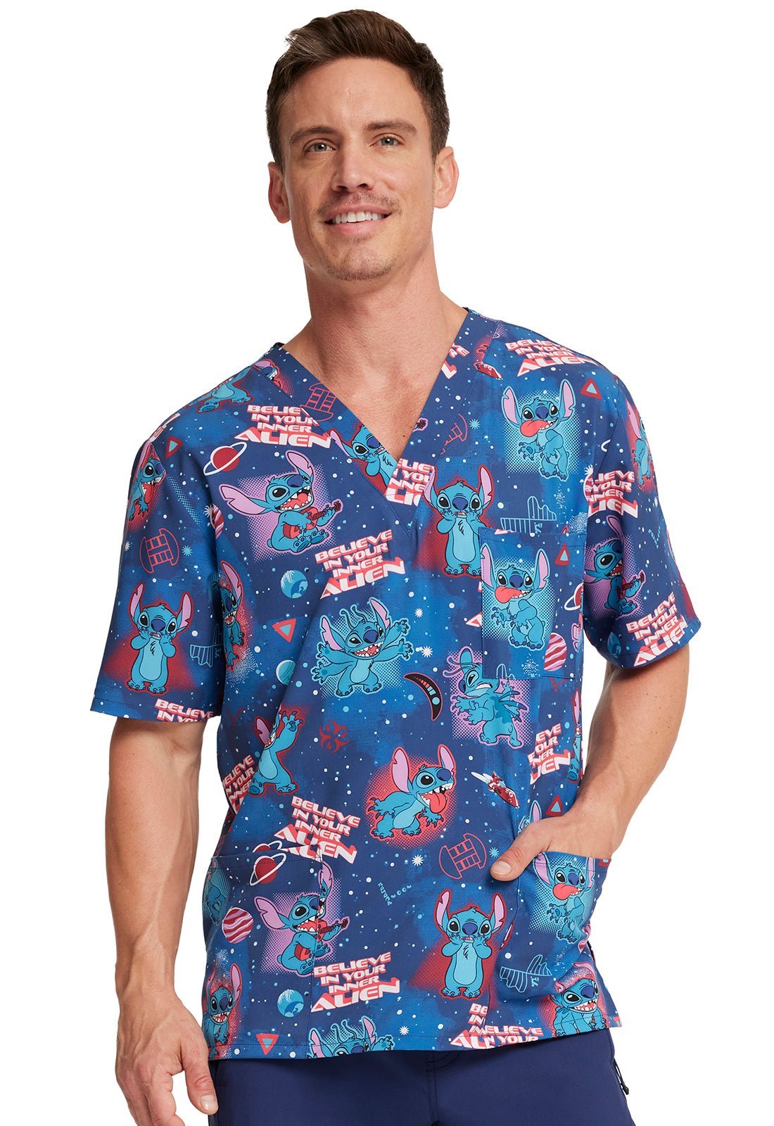Disney Lilo and Stitch Unisex V Neck Scrub Top - Medical Uniform ...
