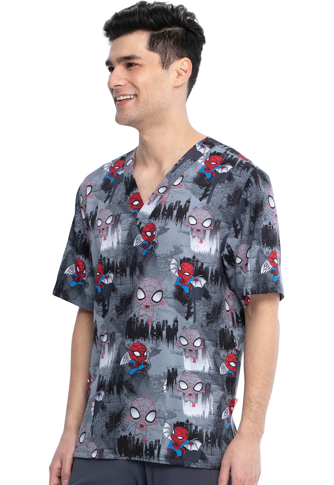Spiderman Marvel Scrub Top - Cherokee Unisex V-Neck Medical Uniform ...