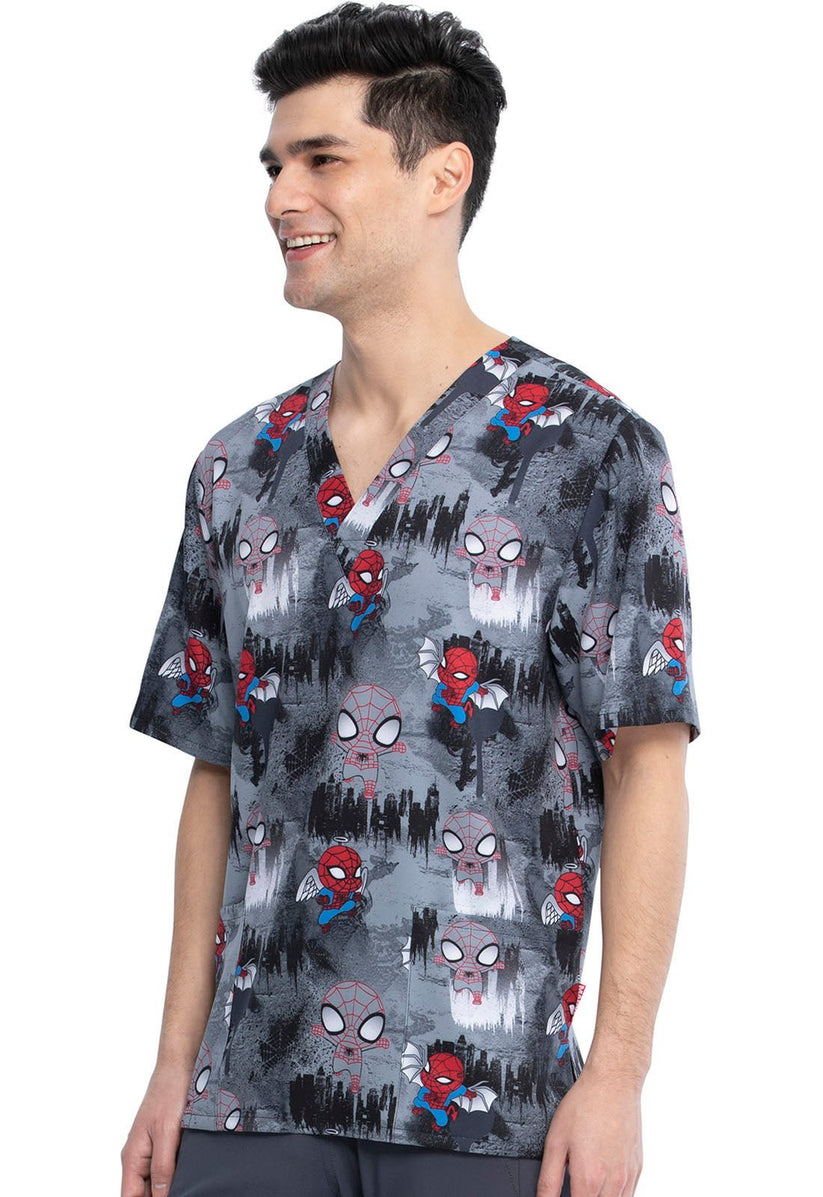 Spiderman Marvel Scrub Top - Cherokee Unisex V-Neck Medical Uniform ...