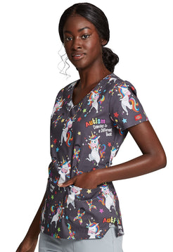 Autism Awareness Dickies Print V Neck Scrub Top | Medical Uniform ...