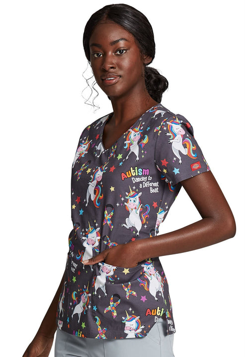Autism Awareness Dickies Print V Neck Scrub Top | Medical Uniform ...