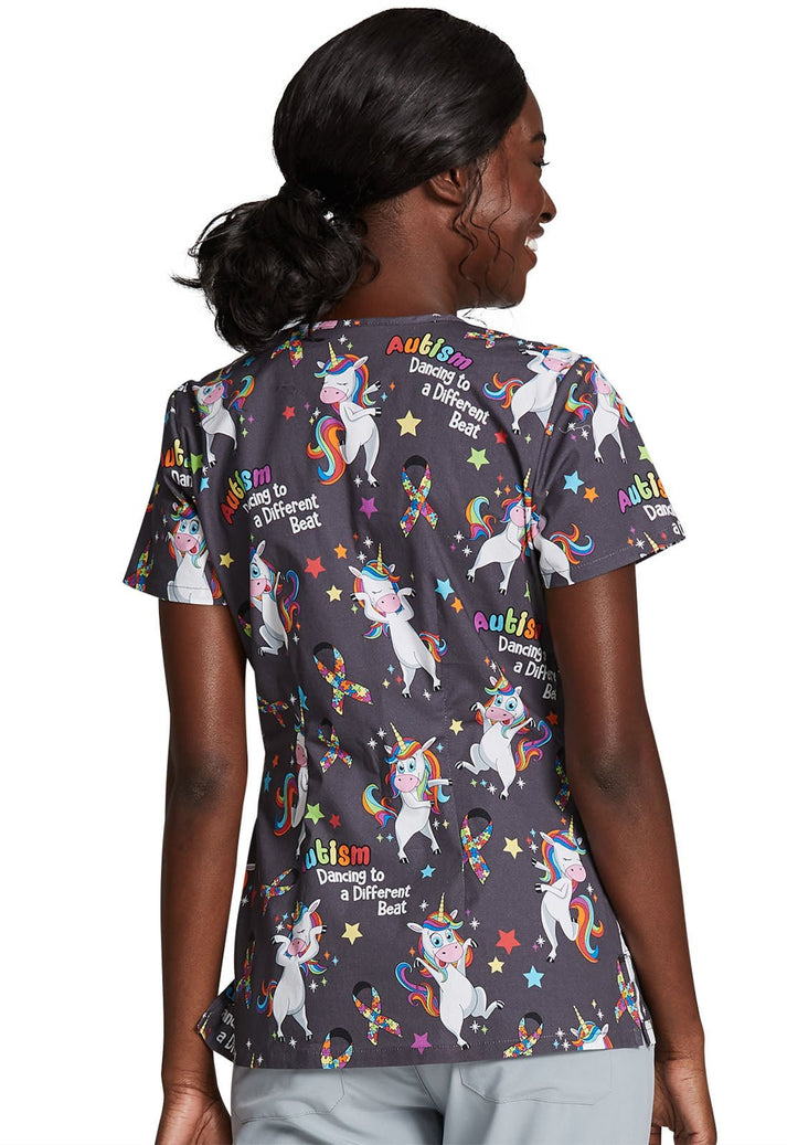 Autism Awareness Dickies Print V Neck Scrub Top | Medical Uniform ...