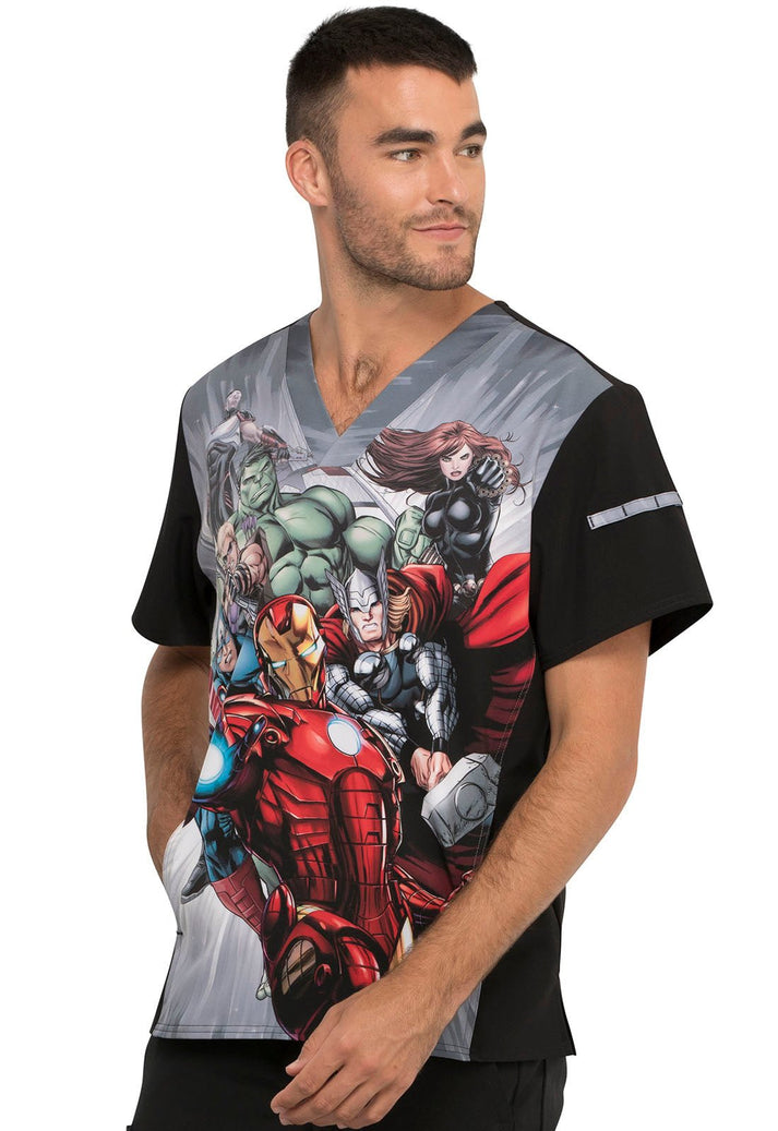 Marvel Avengers Suit Up Tooniforms Men's V-Neck Scrub Top TF708 MAIT ...