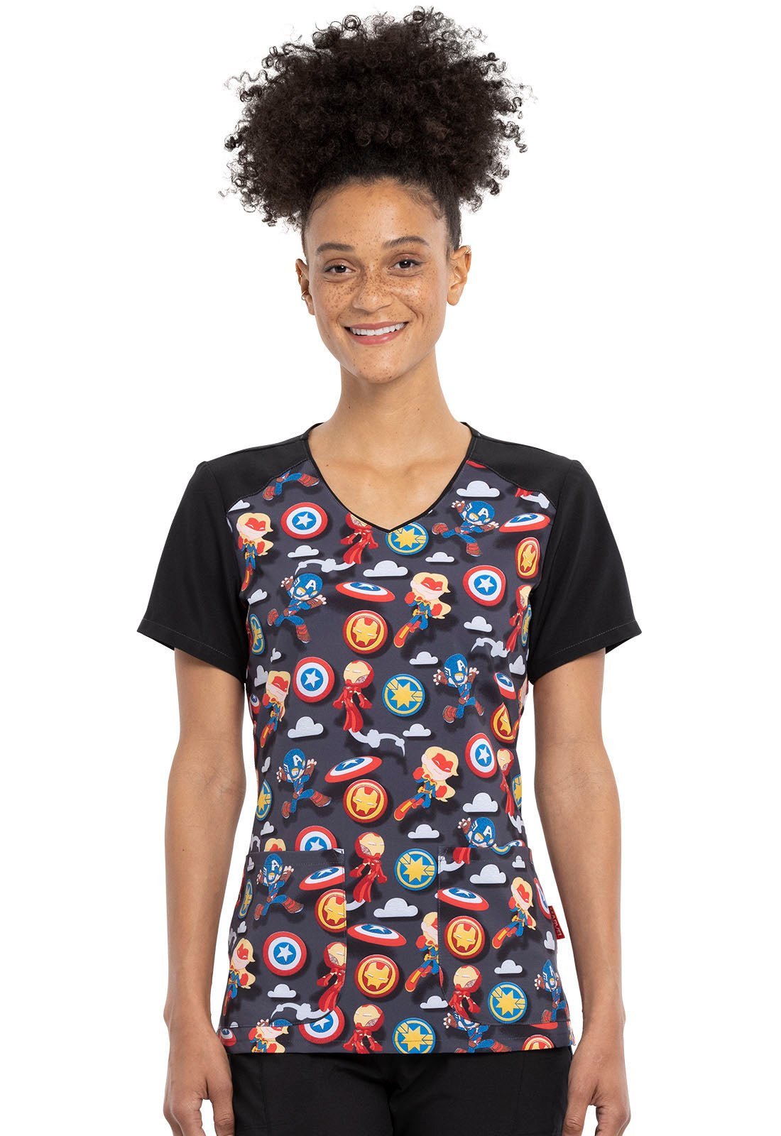 Cherokee Avengers Forever Marvel Scrub Top TF632 - Women's V-Neck ...