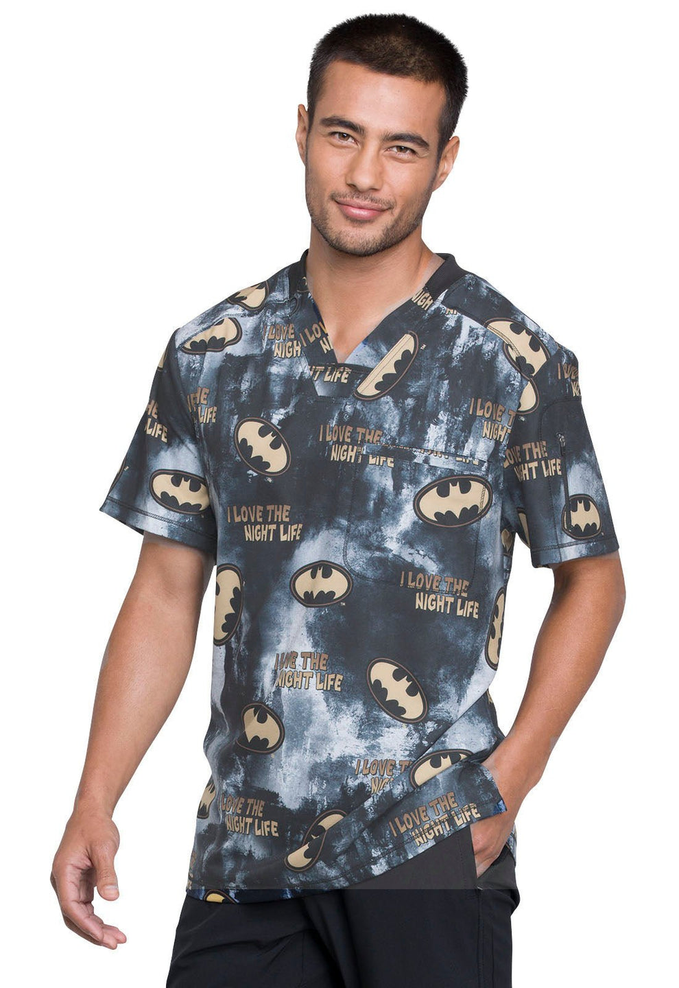 Batman Dark Knight Tooniforms Licensed Men's V-Neck Scrub Top TF730 ...
