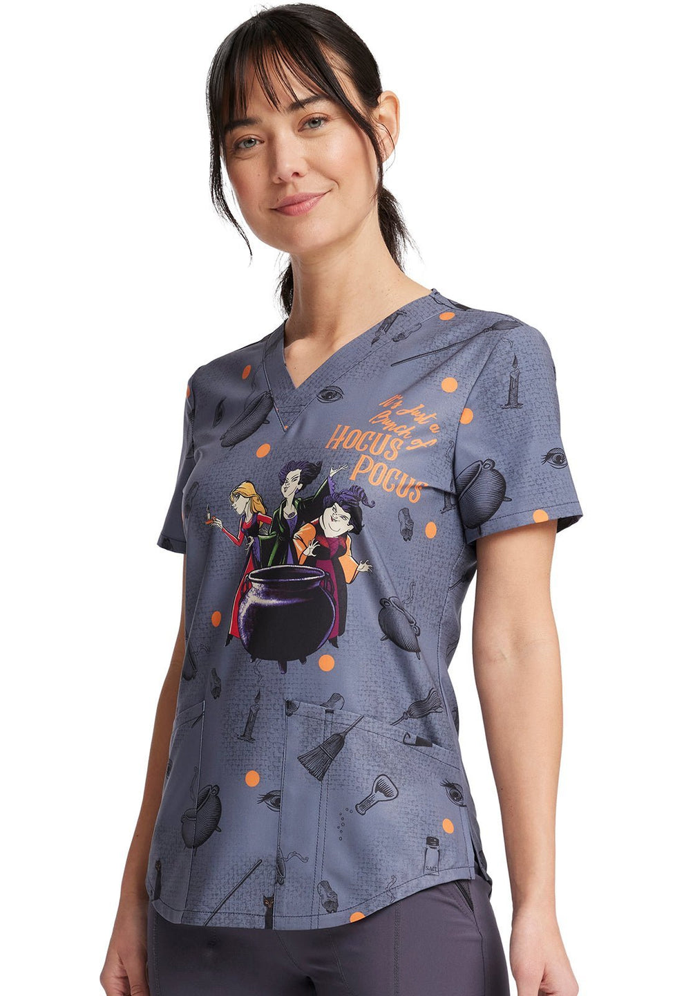 Hocus Pocus Disney Scrub Top - Witches V-Neck Medical Uniform TF736 ...