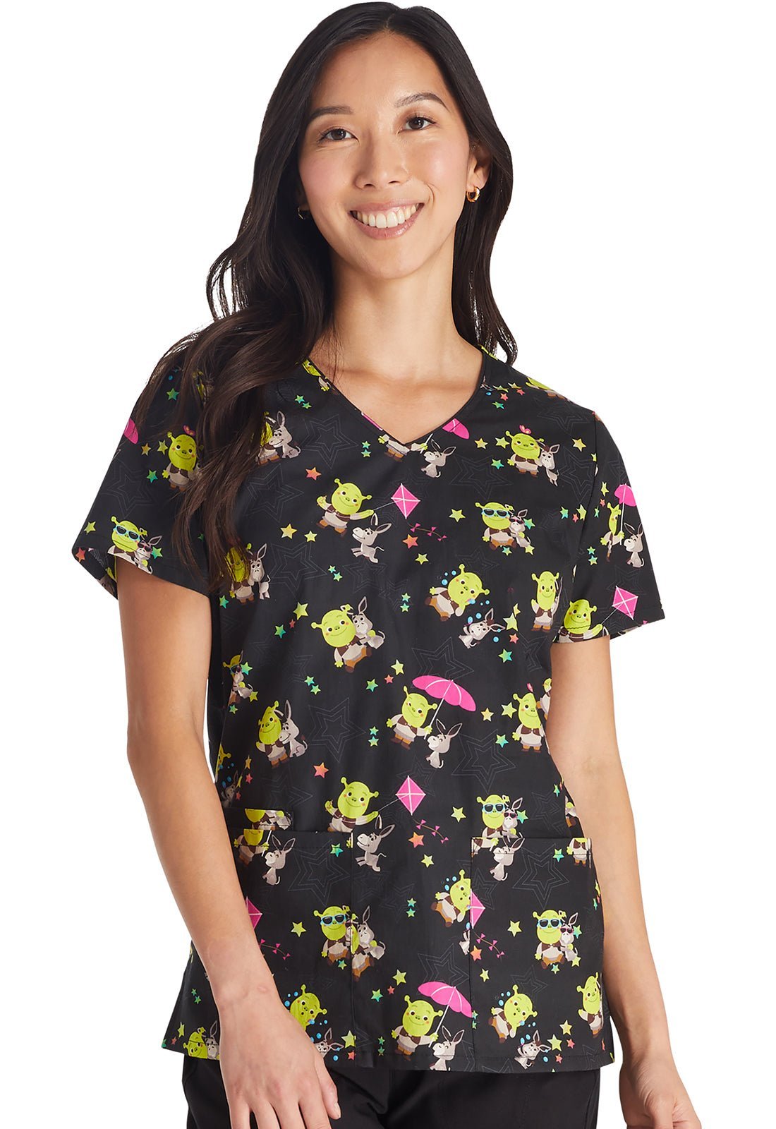 Shrek Scrub Top - Cherokee Tooniforms V-Neck TF614 SKSL | Scrubs Select